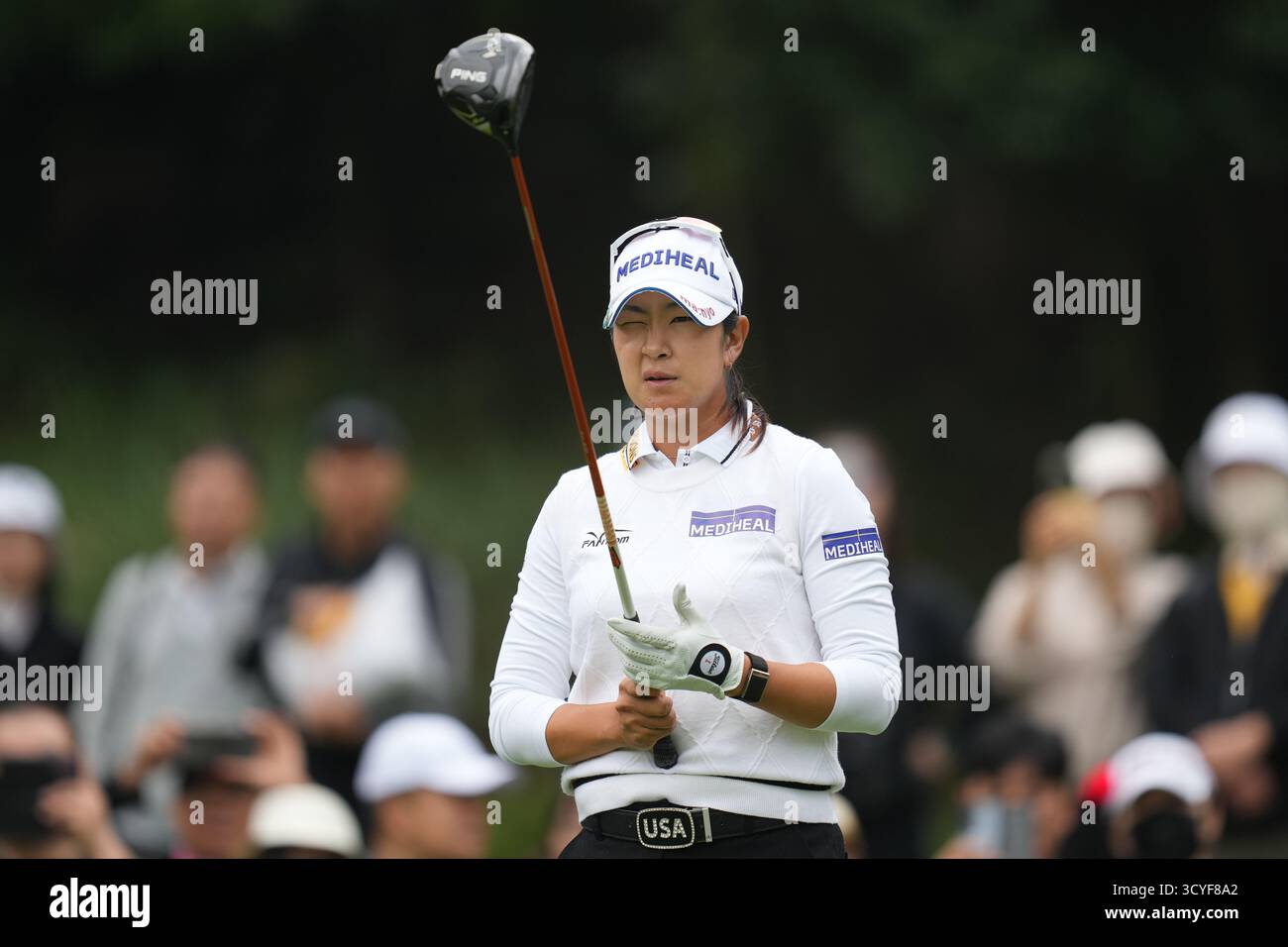 A Lim Kim of South Korea prepares to tee off on the second hole during ...