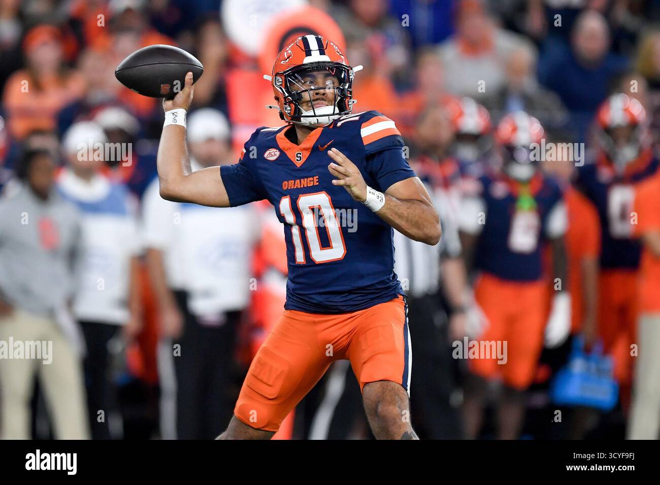 Syracuse quarterback Rickie Collins (10) throws during the first half ...
