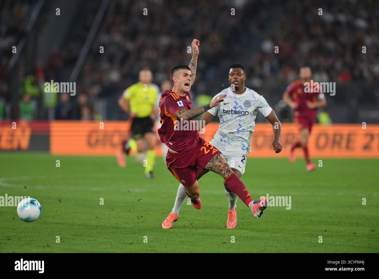 Olimpico Stadium, Rome, Italy - Gianluca Mancini of AS Roma under ...