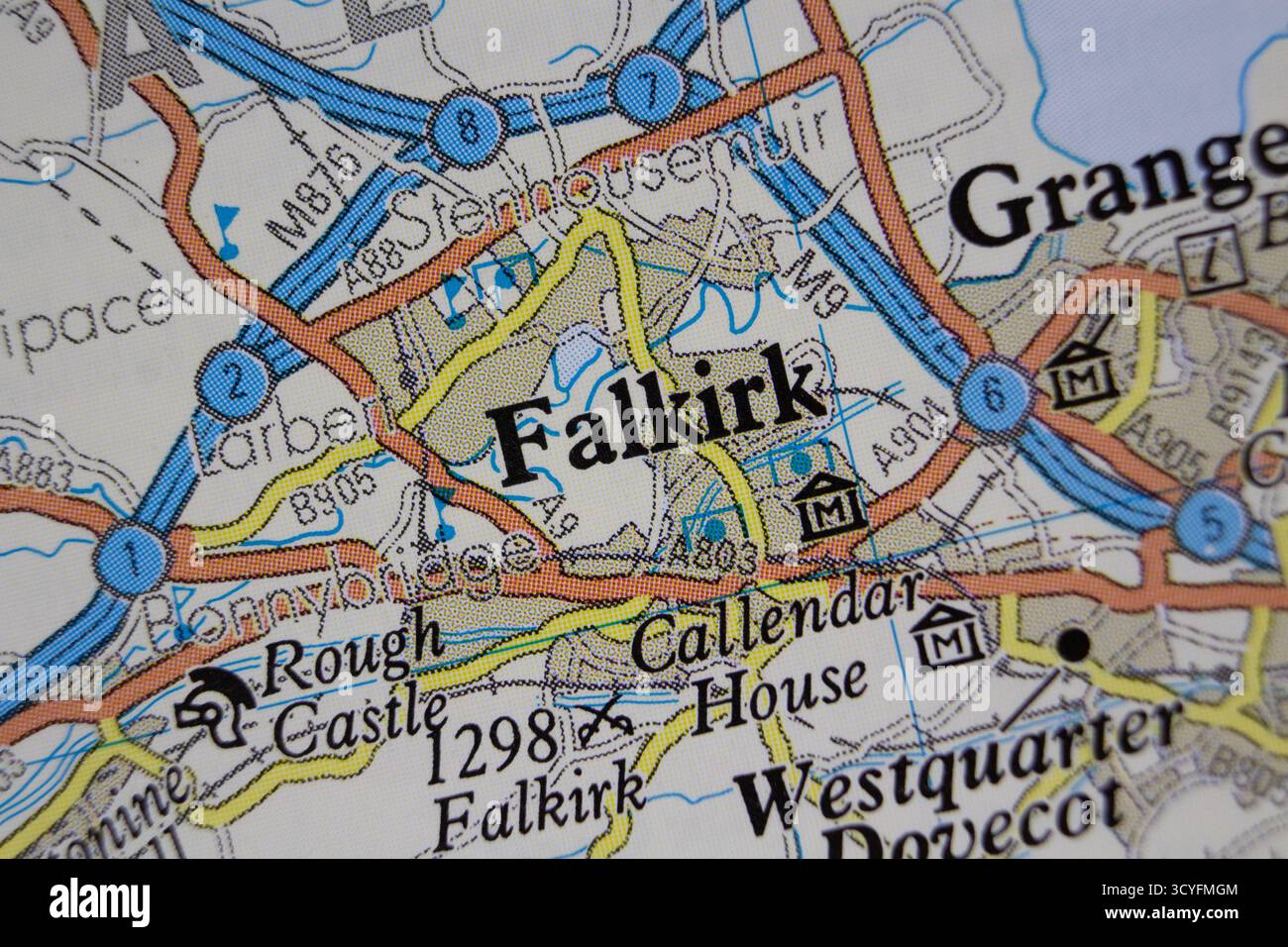 Falkirk - United Kingdom colour atlas map town name of the area Stock ...
