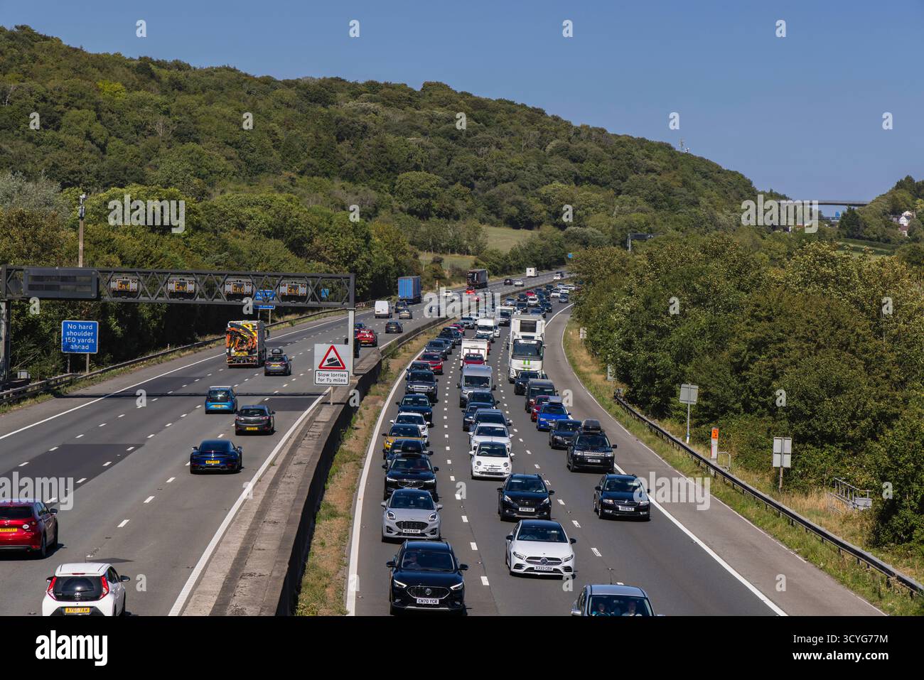 Busy M5 motorway traffic going south past Clevedon junction Stock Photo ...