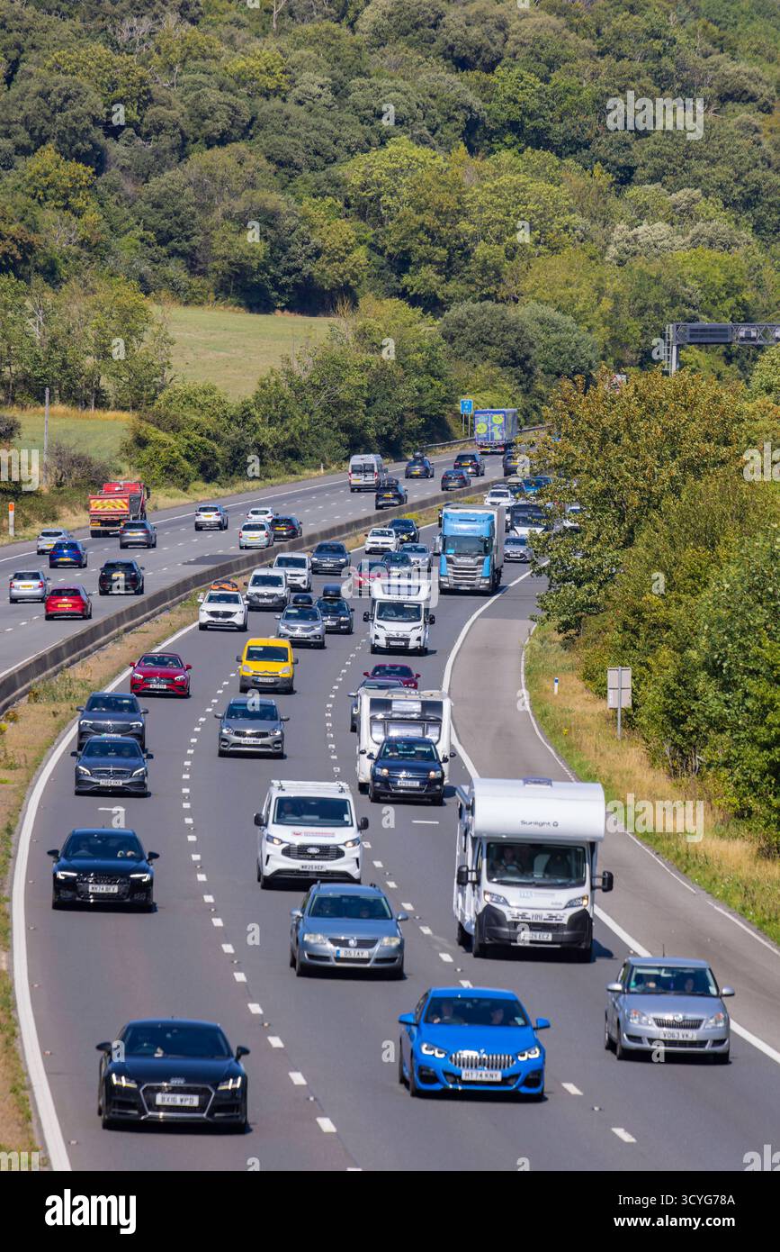 Busy M5 motorway traffic going south past Clevedon junction Stock Photo ...