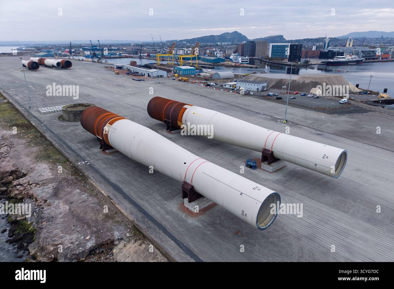 Edinburgh, Scotland, UK. 18th October 2025. First eight wind turbine ...