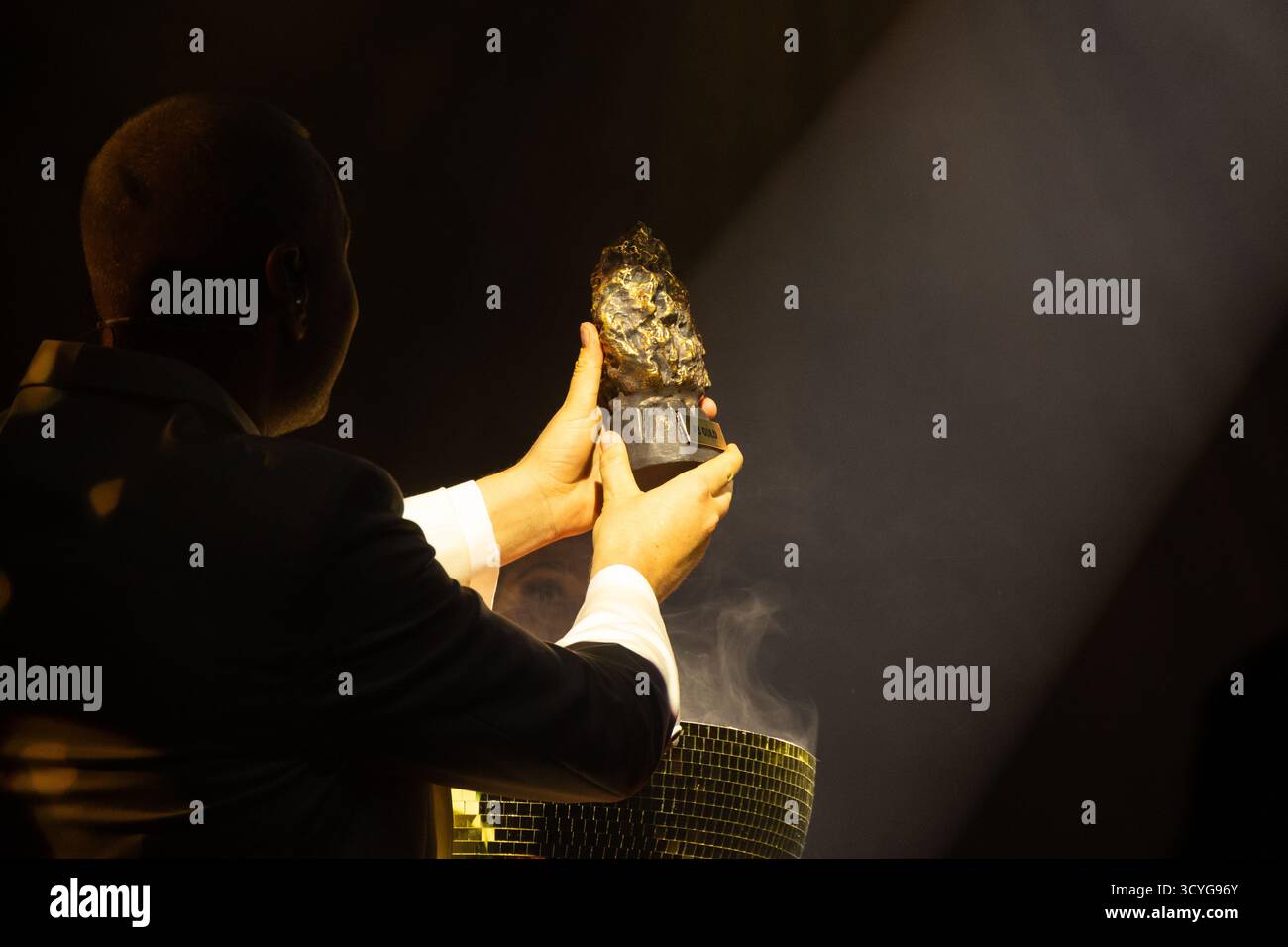 'P3 Prisen' is seen during the P3 Guld 2025 at Copenhagen Concert Hall ...
