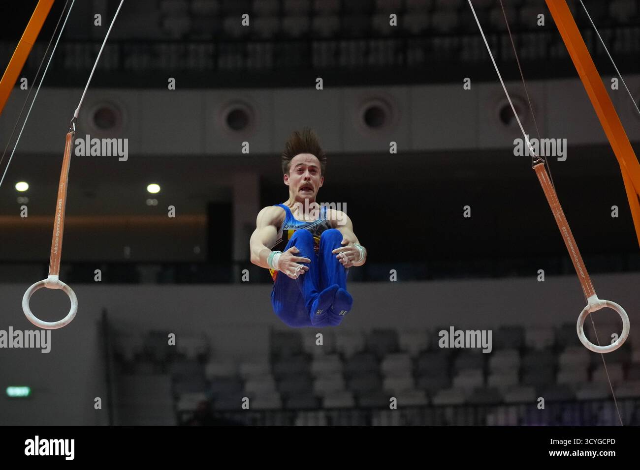Glen Cuyle of Belgium competes on the rings during the 53rd Artistic ...