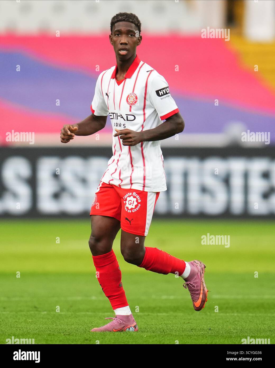 Barcelona, Spain. 19th Oct, 2025. Yaser Asprilla of Girona FC during the La Liga EA Sports match ...