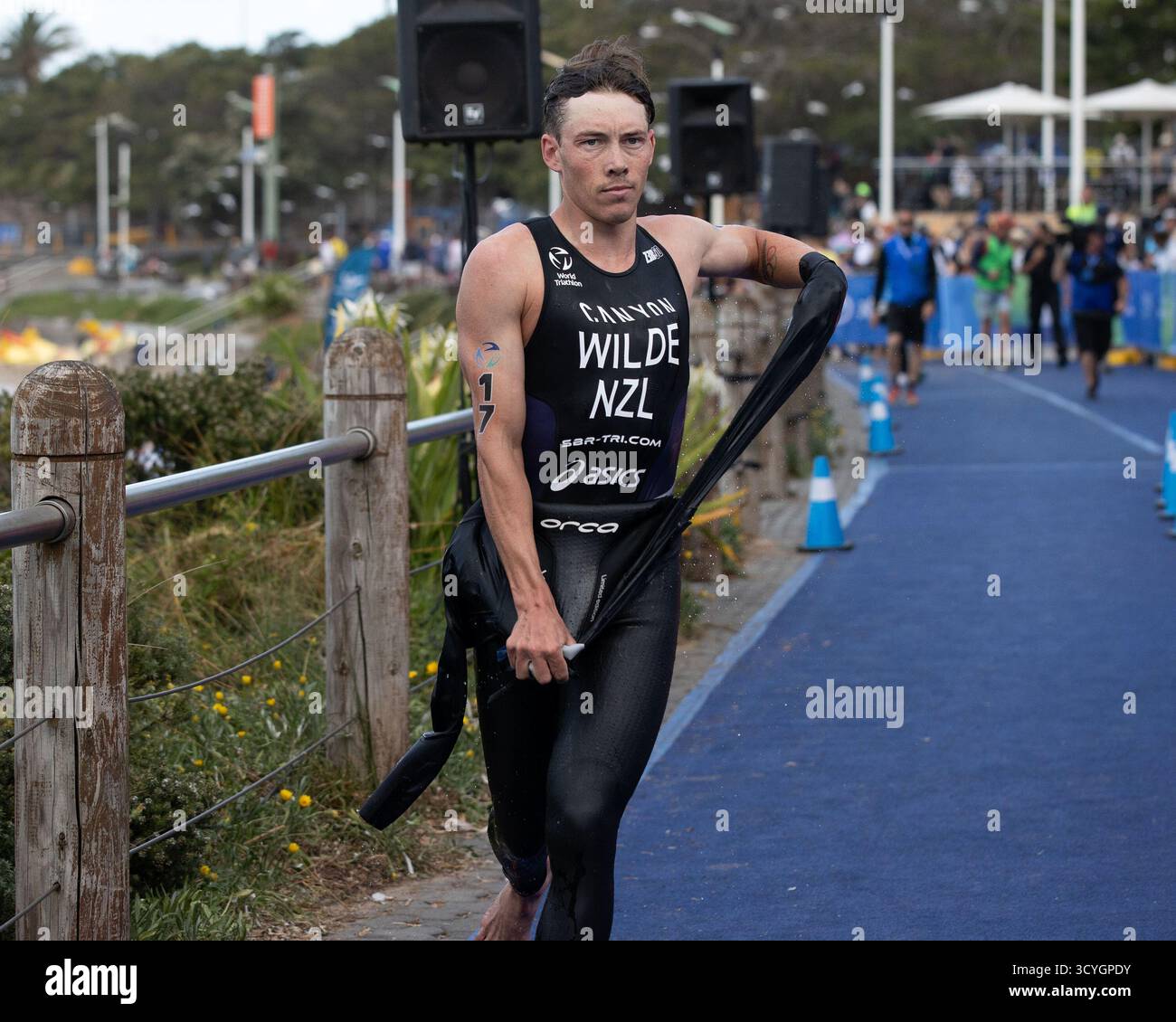 Hayden Wilde, of New Zealand, at the 2025 World Triathlon Championship ...