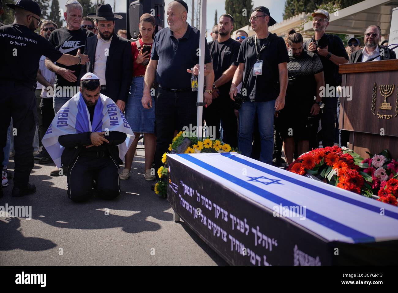 Mourners attend the funeral of slain hostage Uriel Baruch after his ...
