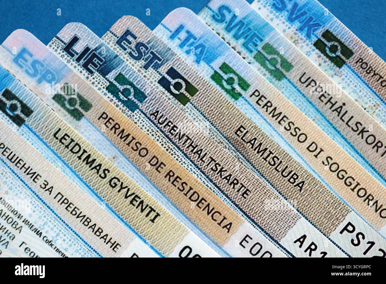 Permanent resident or residence permit cards lies on European Union ...