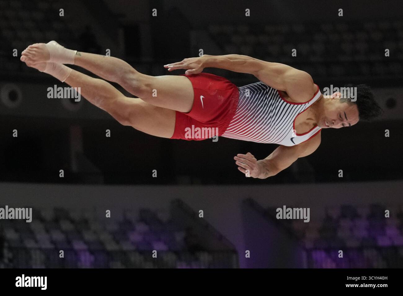Kameron Nelson of United States performs his floor exercise routine ...