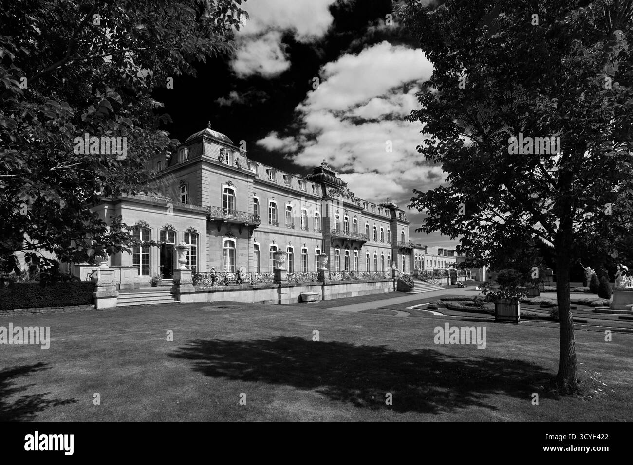 Summer view of the formal gardens outside the grade 1 listed country ...