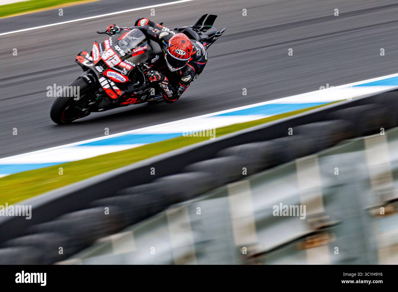 Number 32 Aprilia Racing rider Lorenzo Savadori during the race at the ...