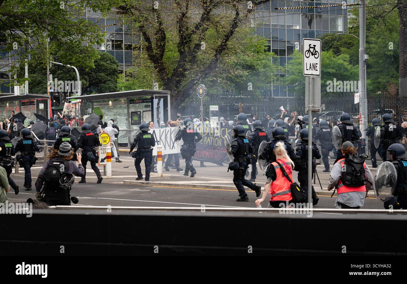 Melbourne, Australia. 19th Oct, 2025. a flash bang was fired and ...
