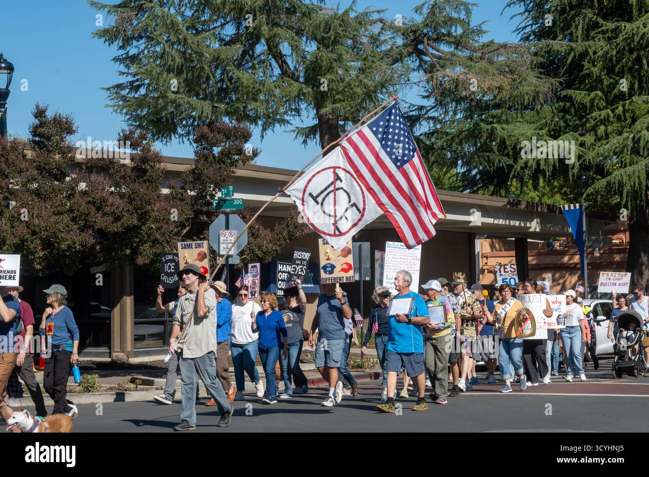 Davis, CA, 18 October 2025 – Protesters chant agasint ICE and address ...