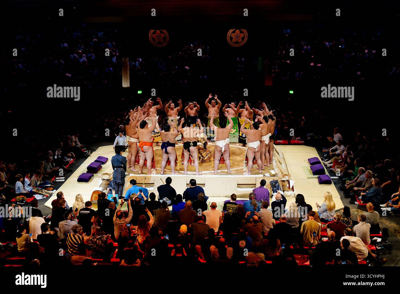 Rikishi from the west take part in the opening ceremony on day five of ...