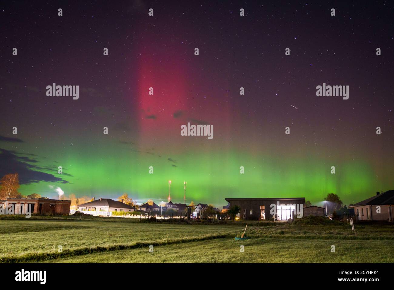 CARNIKAVA, LATVIA. 18th October 2025. Northern lights, aurora borealis ...