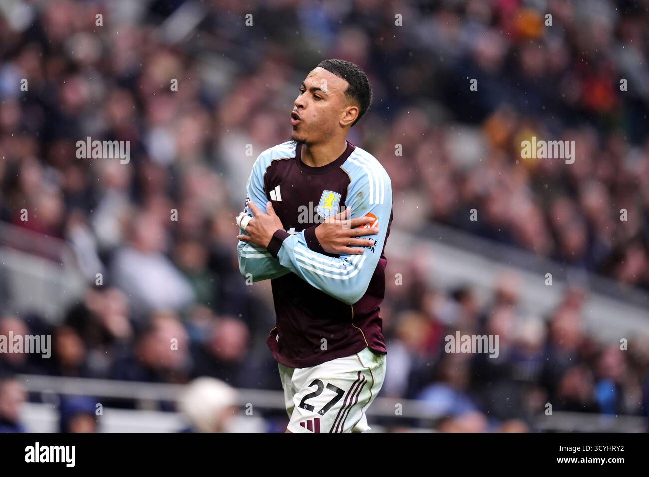 Aston Villa's Morgan Rogers celebrates scoring their side's second goal ...
