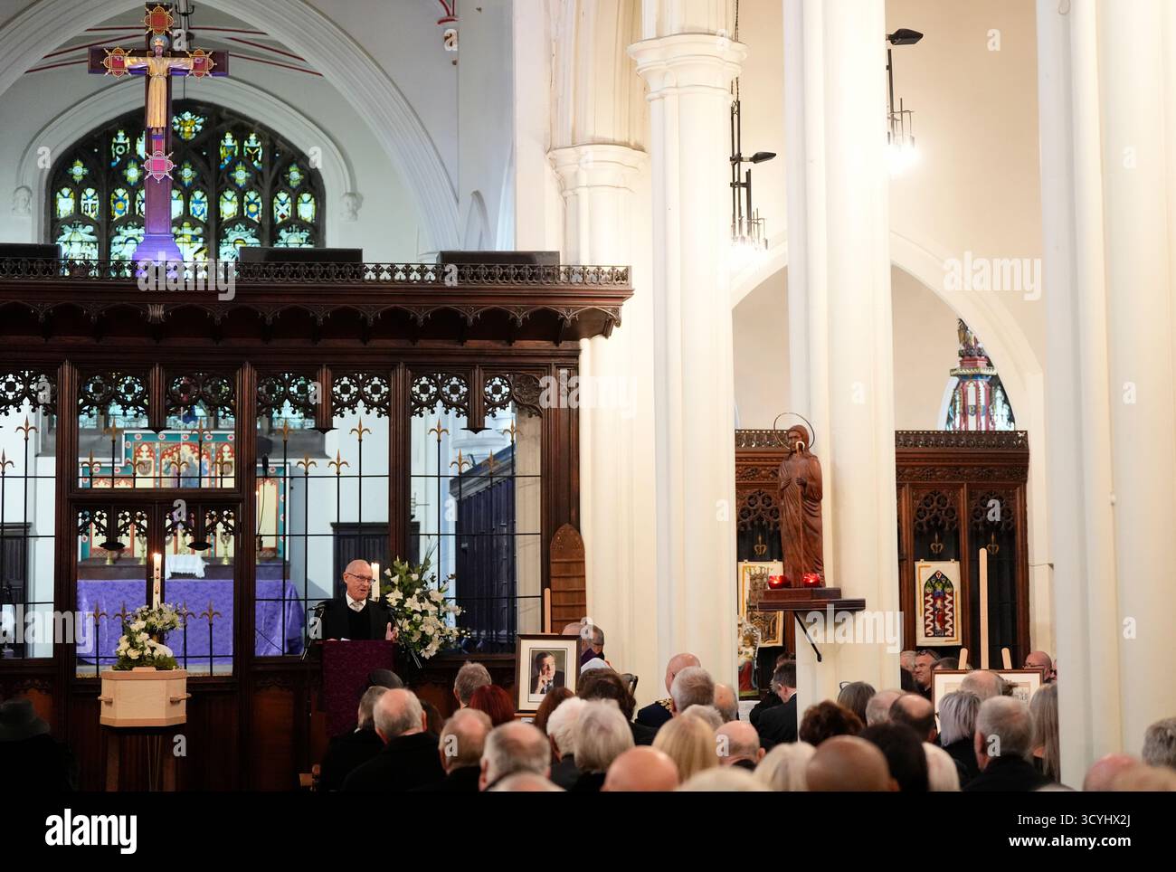 Geoffrey Boycott speaks at the funeral service for former cricket ...