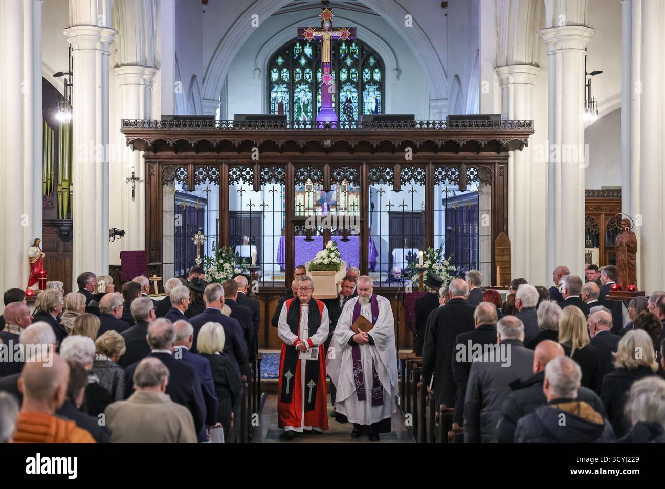 Harold Dennis “Dickie” Bird OBE coffin leaves St Mary’s Church during ...