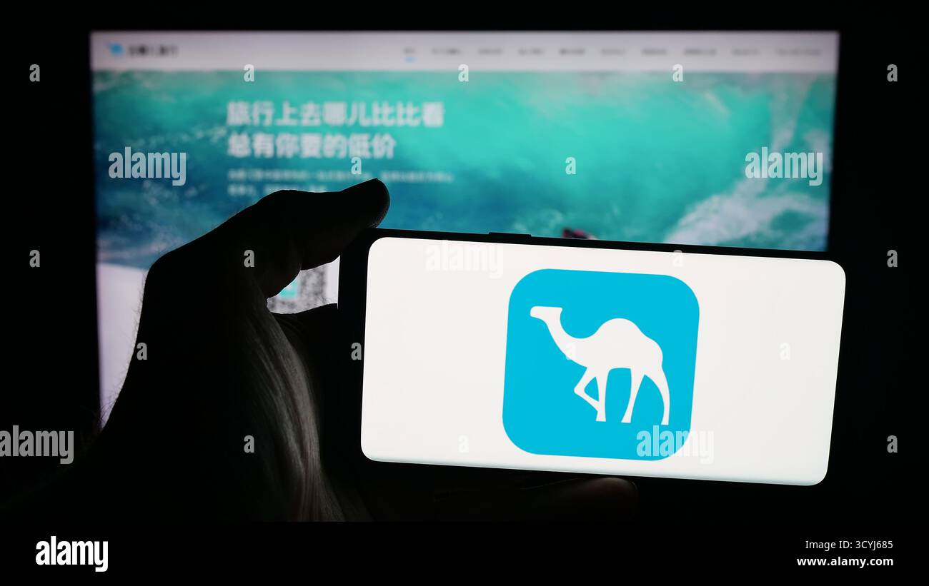 In this photo illustration, a mobile phone with the logo of Chinese ...
