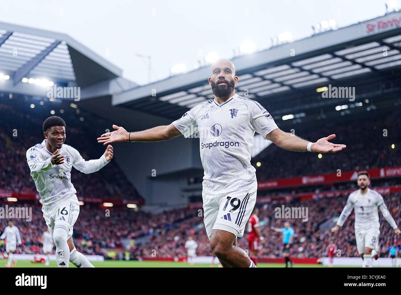 Manchester United's Bryan Mbeumo celebrates scoring their side's first ...