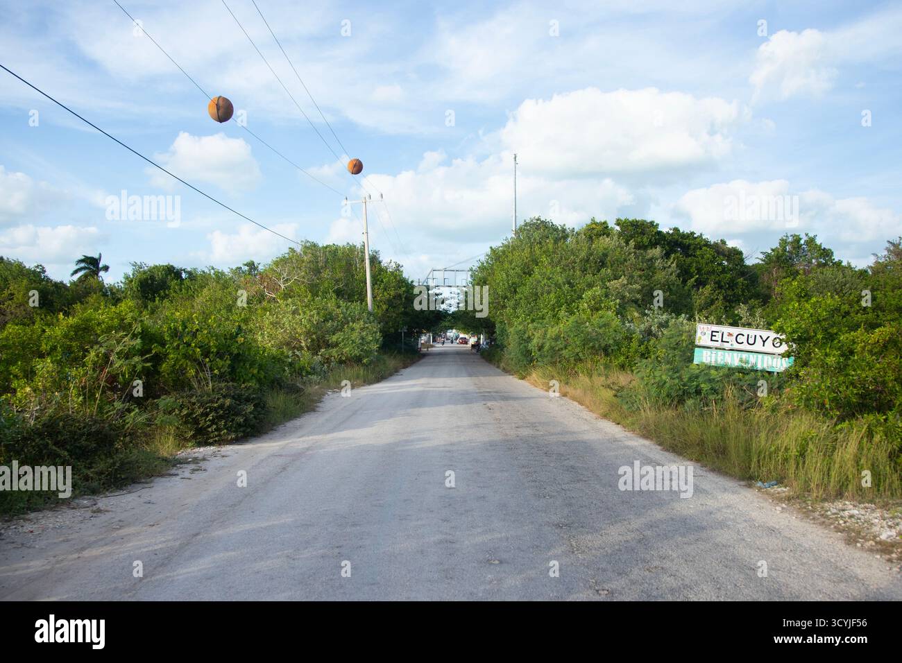 El Cuyo, Mexico; 1st December 2024: Main road leading into the fishing ...