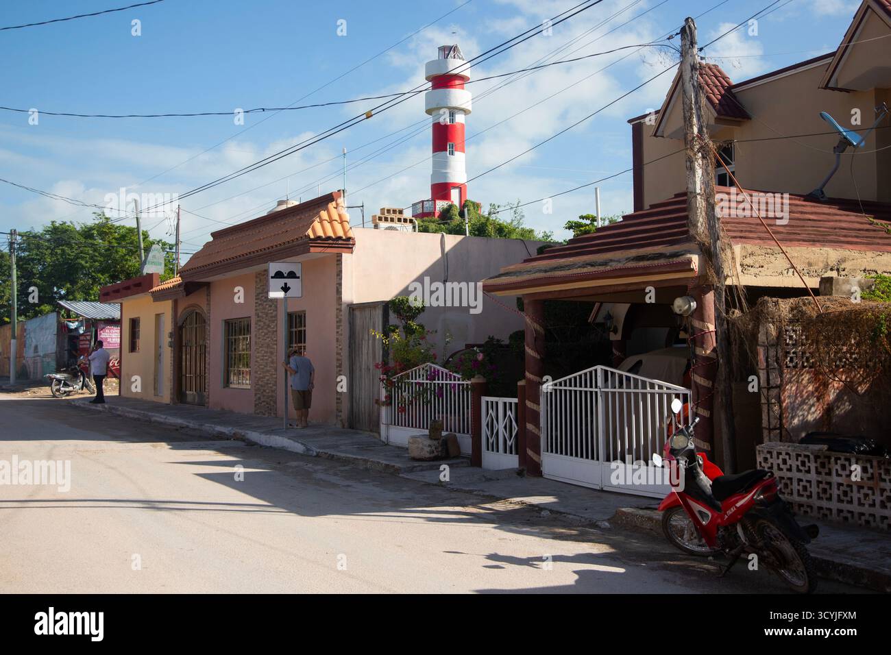 El Cuyo, Mexico; 1st December 2024: Local homes and street atmosphere ...