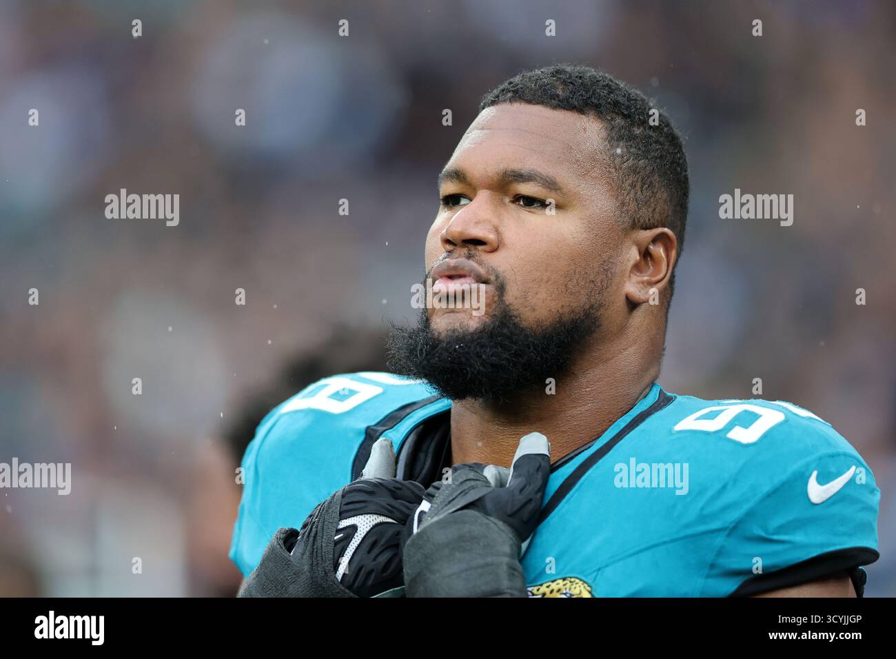 Jacksonville Jaguars defensive end Dawuane Smoot stands for the ...
