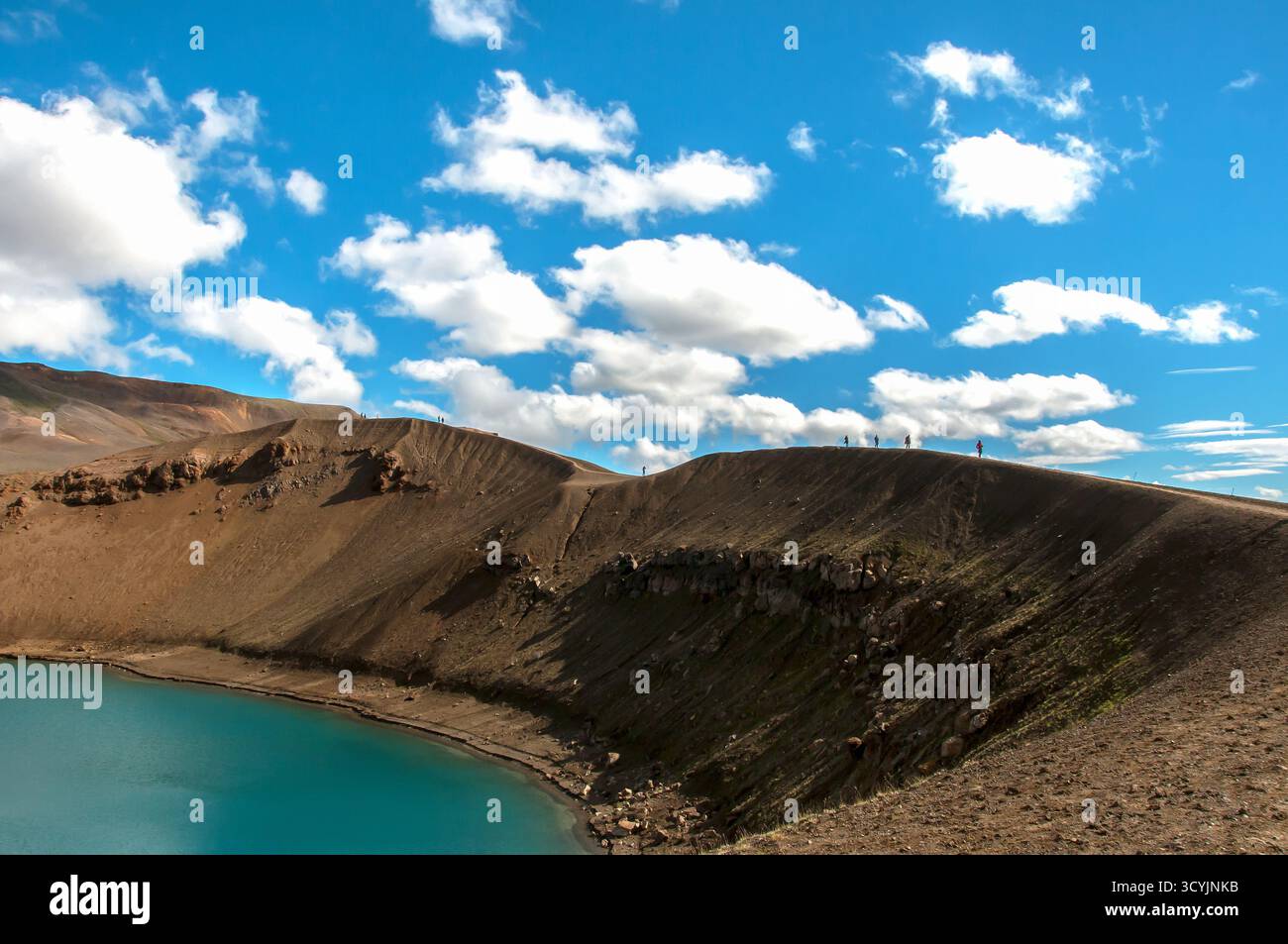Blue lagoon in the crater of the Vti volcano, over 300 meters in ...