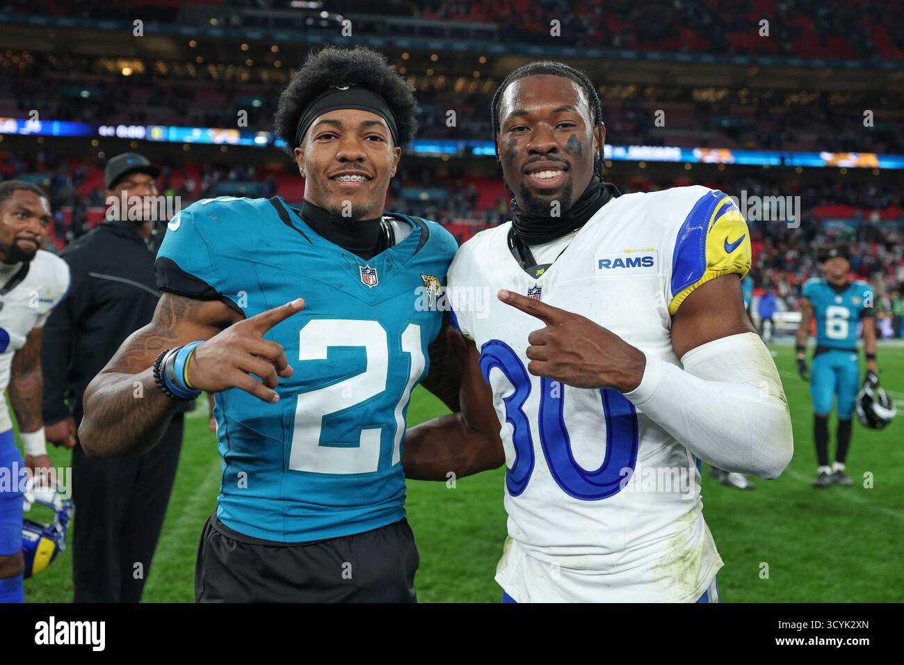 Jacksonville Jaguars cornerback Christian Braswell (21) and Los Angeles ...