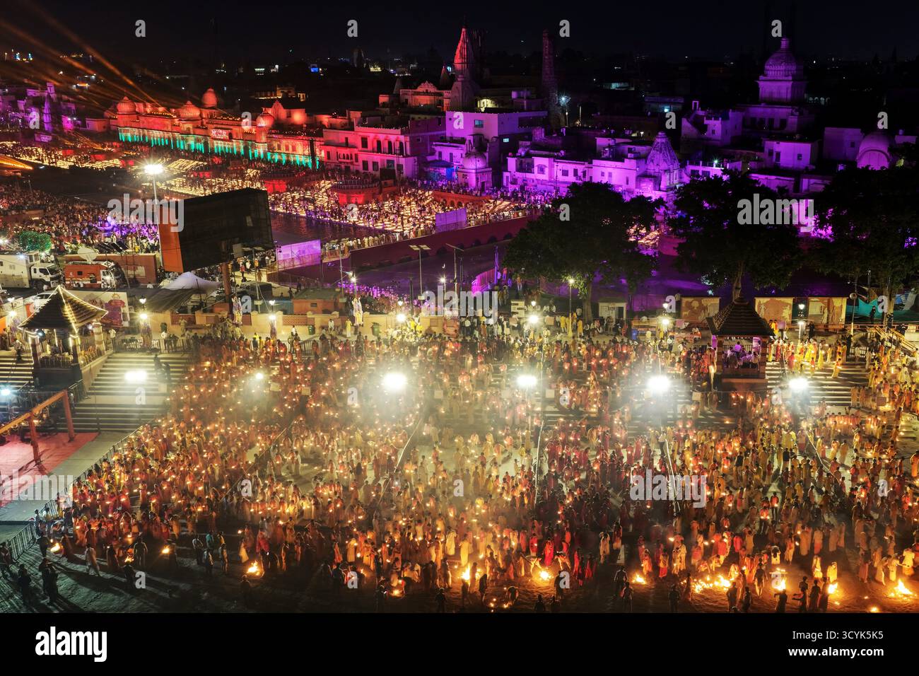 About 2.61 million oil lamps are lit along the Saryu river during ...