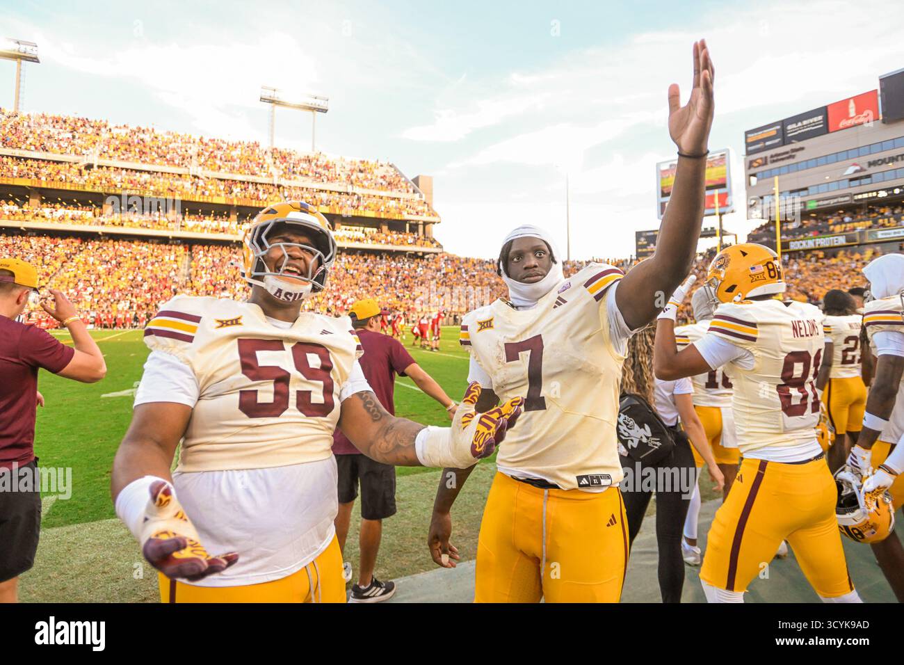 Arizona State Sun Devils offensive lineman Maki Stewart (59) and tight ...