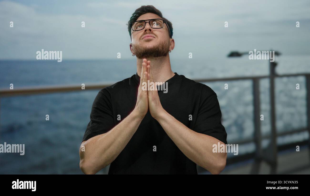 Man embracing peace quiet seaside hi-res stock photography and images ...