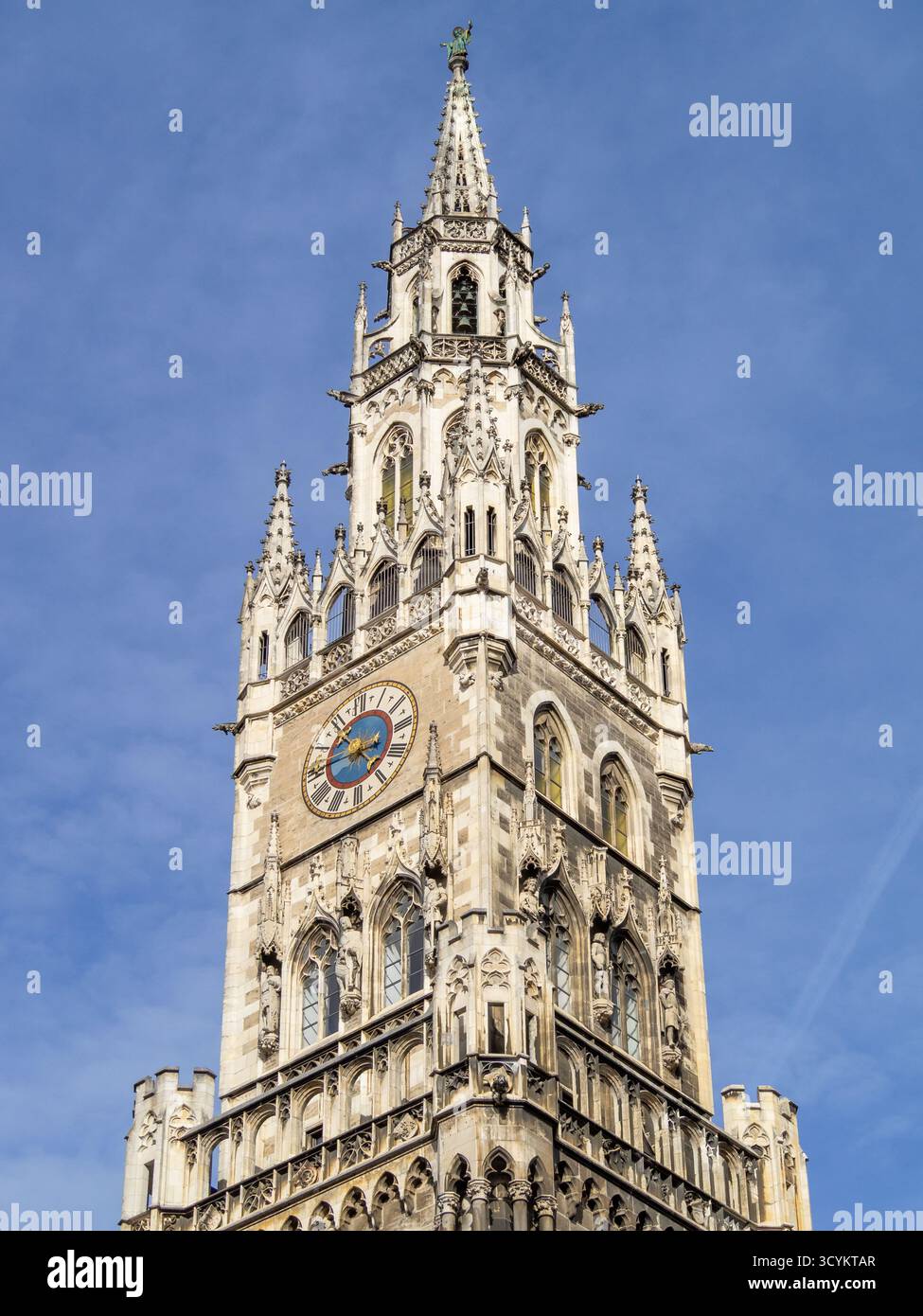 Rathaus-Glockenspiel clock at the top of the tower, Munich Stock Photo ...