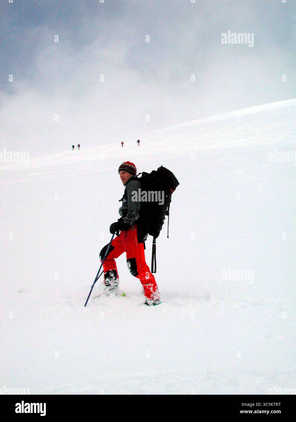 ski tour in winter on a mountain in the alps ski tour in winter in the ...