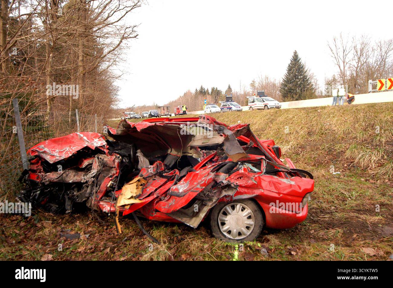 car wreck after car accident with total loss or write-off car wreck ...