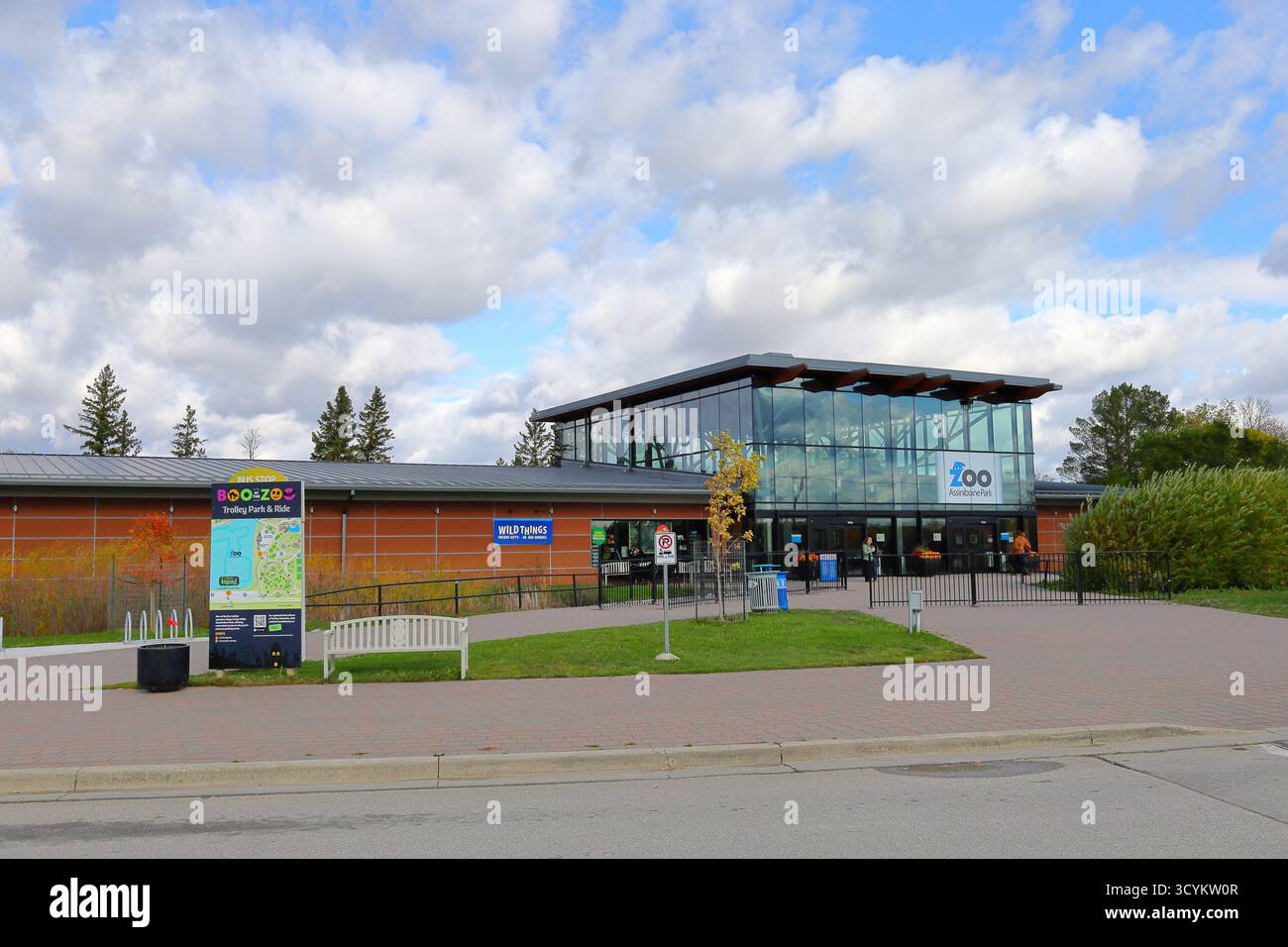 Winnipeg, 18 Oct 2025 Canada .Modern glass entrance of Assiniboine Park ...