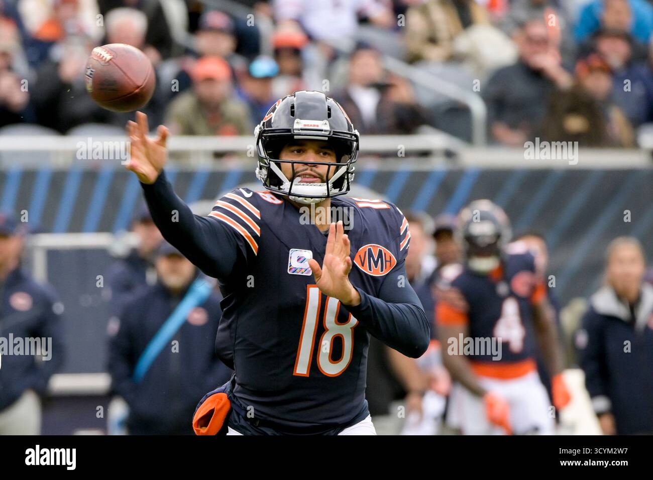 Chicago Bears quarterback Caleb Williams (18) passes the ball against ...