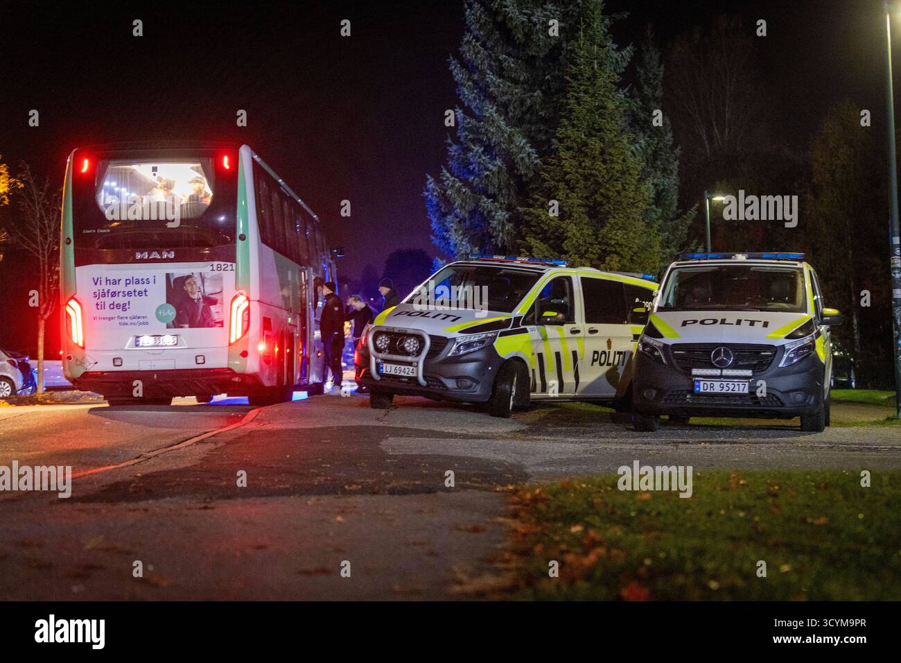 Drammen 20251019. Police are on site after the elite football match ...