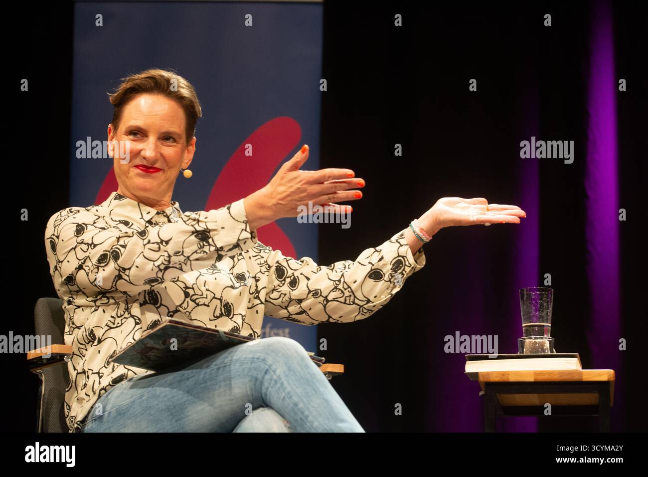 Okka Gundel, a German journalist, is on the stage of WDR Funkhaus in ...