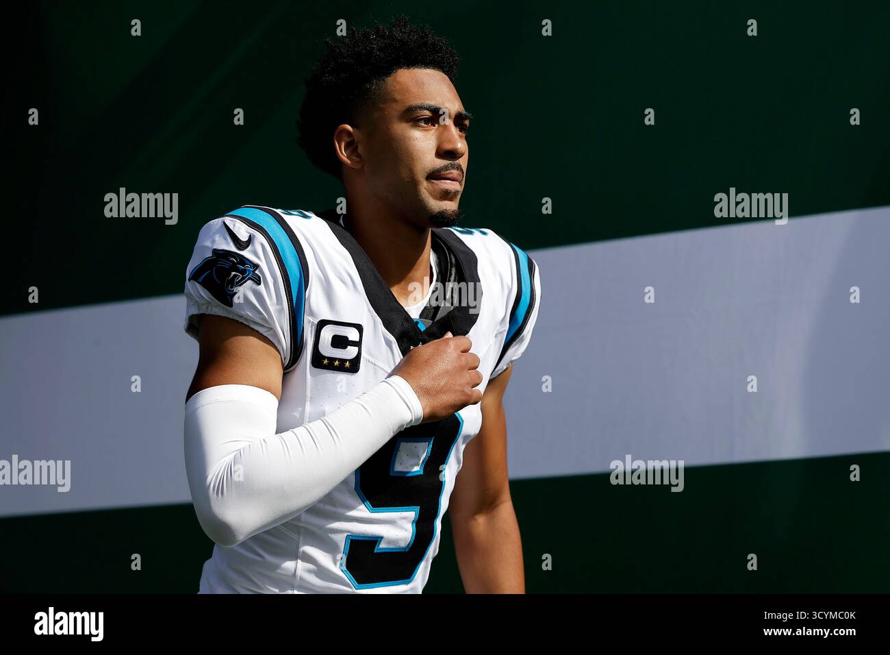 Carolina Panthers quarterback Bryce Young (9) takes the field for an ...