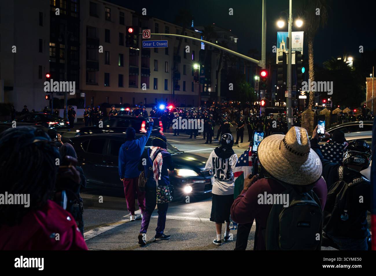 Los Angeles, Ca, USA. 18th Oct, 2025. LAPD officers, including mounted ...