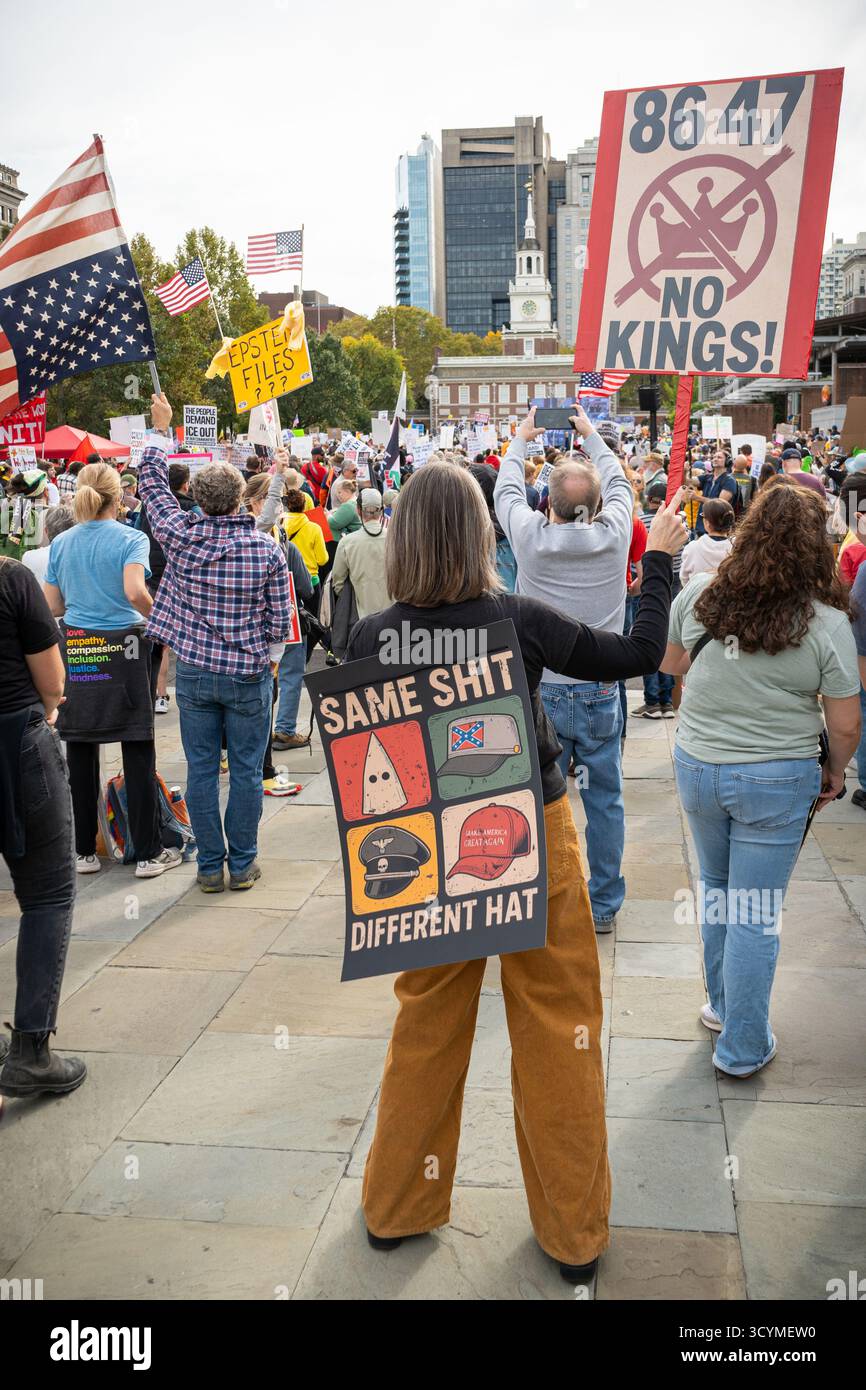 No Kings Protest in Philadelphia, Pennsylvania, USA on October 18, 2025 ...