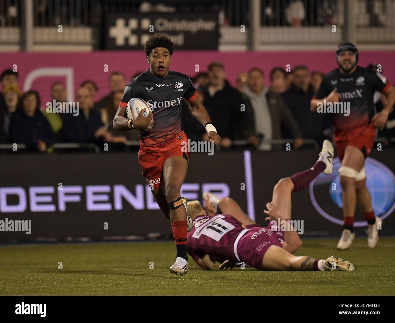 Noah Caluori of Saracens in action during the Gallagher Premierships ...