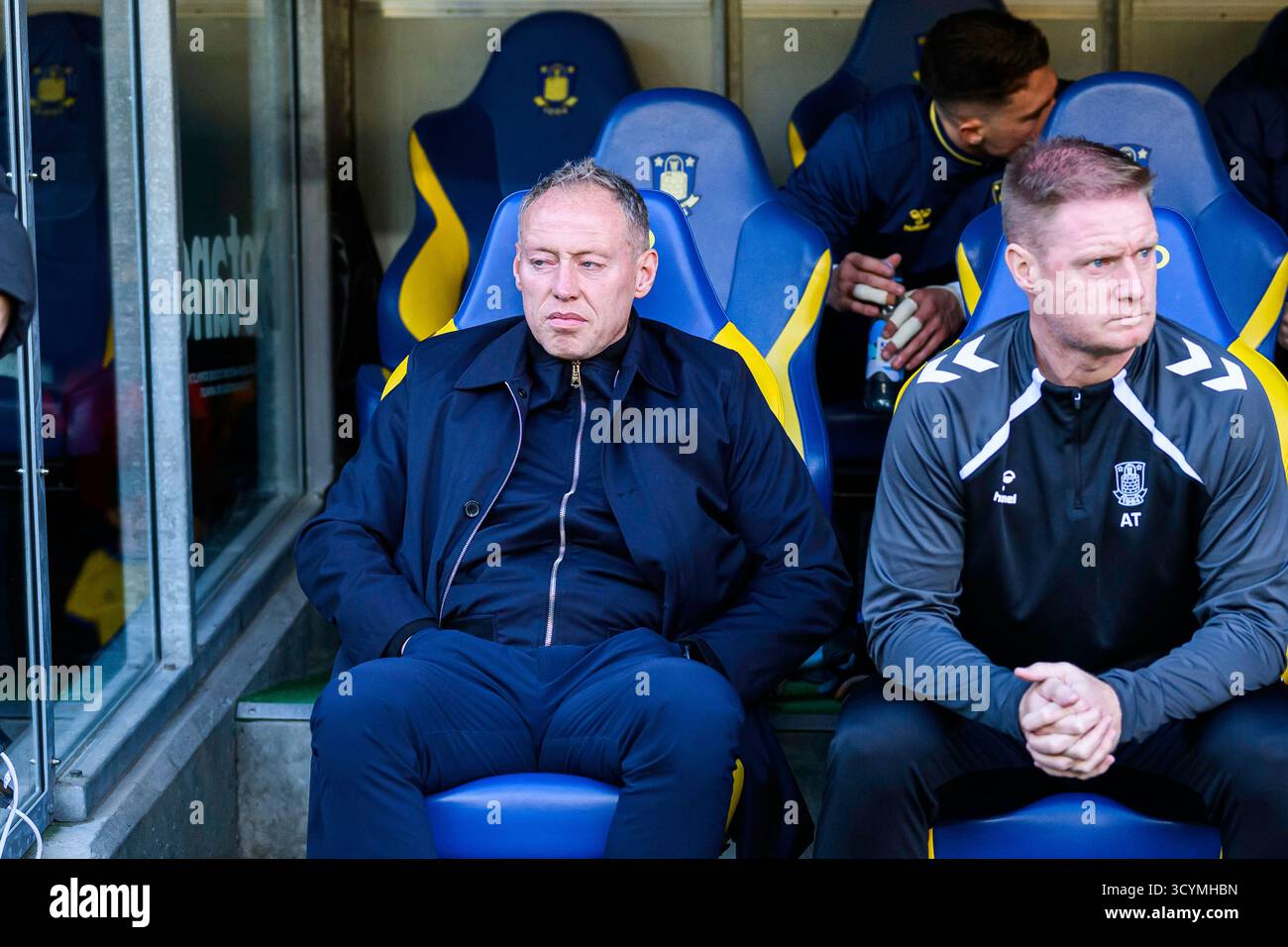 Brondby, Denmark. 19th Oct, 2025. Head coach Steve Cooper of Broendby ...