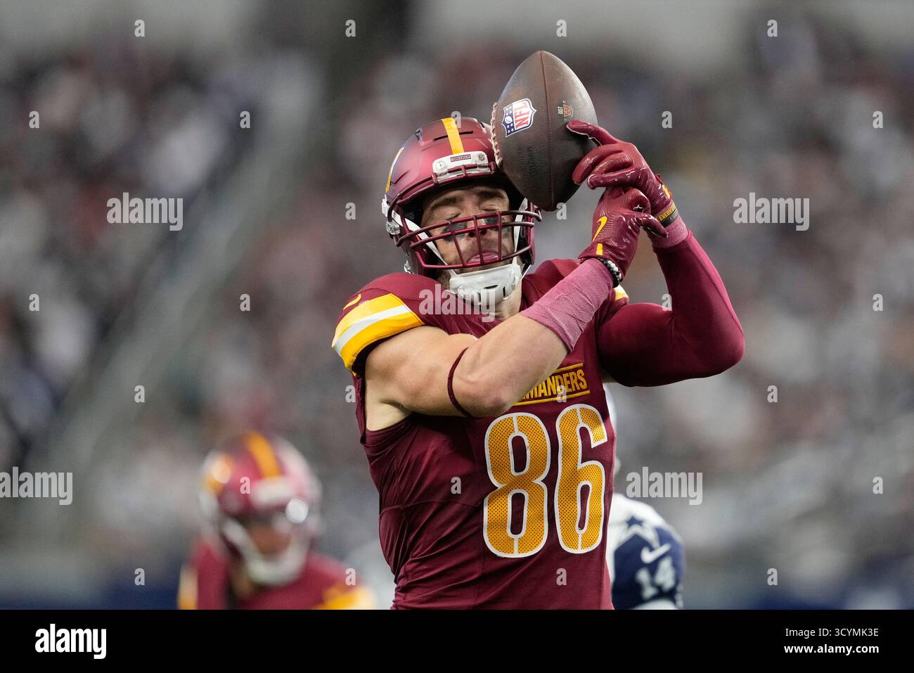 Washington Commanders tight end Zach Ertz is unable to catch a pass ...