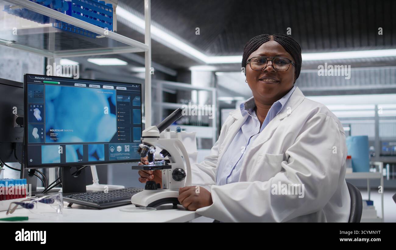 Black female chemistry expert hi-res stock photography and images - Alamy