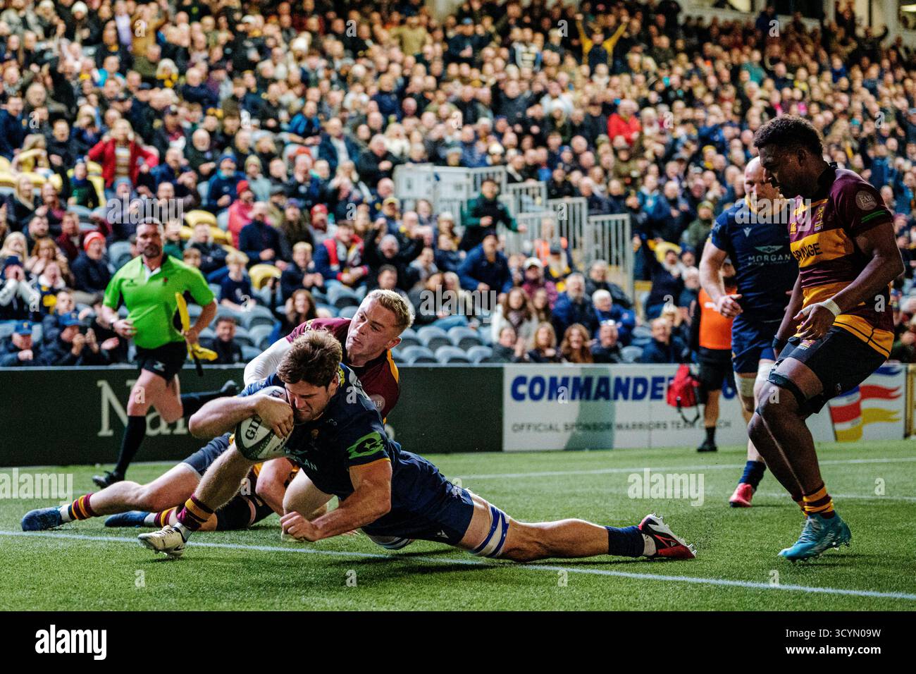 17 october 2025 tim anstee of worcester warriors scores hi-res stock ...