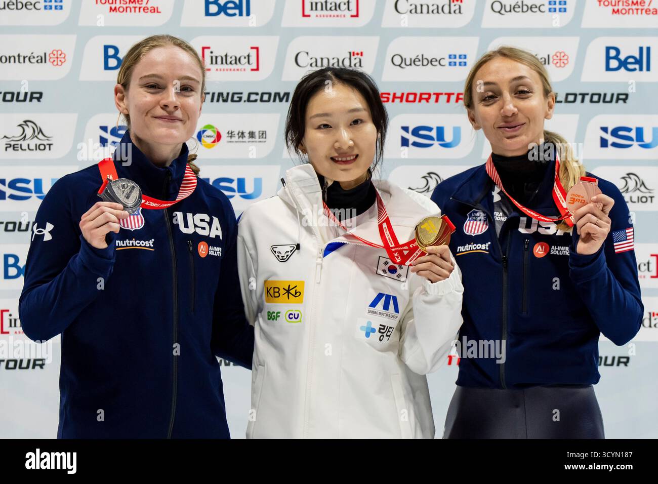 Gold medalist Minjeong Choi of Korea, center, silver medalist Corrine ...