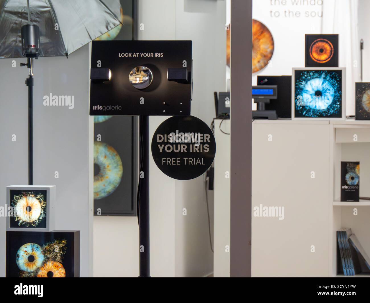 Pisa, Italy - October 16th 2025 Eye scanner and display featuring ...
